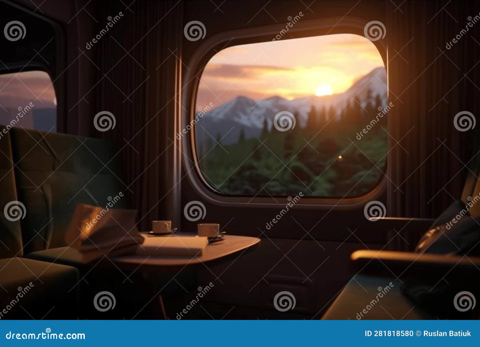 The Train View from the Window. Panoramic and Free View, Perspective ...