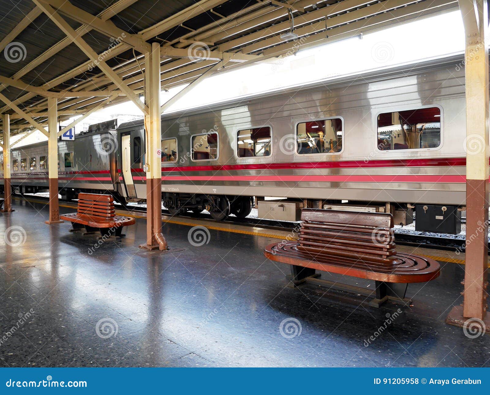 Train at a Vintage Railway Station Stock Photo - Image of bangkok, rail ...