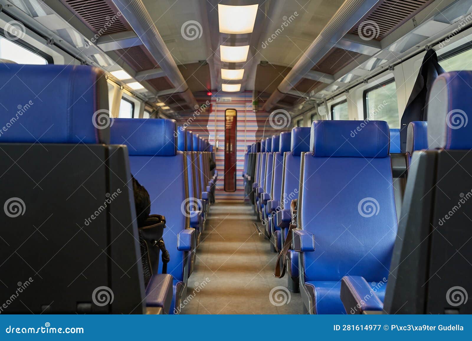 Passenger Train interior stock image. Image of long - 281614977
