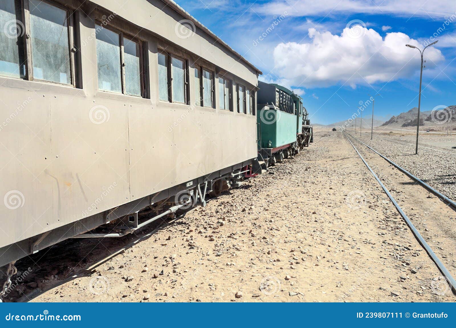 Train wagons in the desert stock image. Image of rail - 239807111