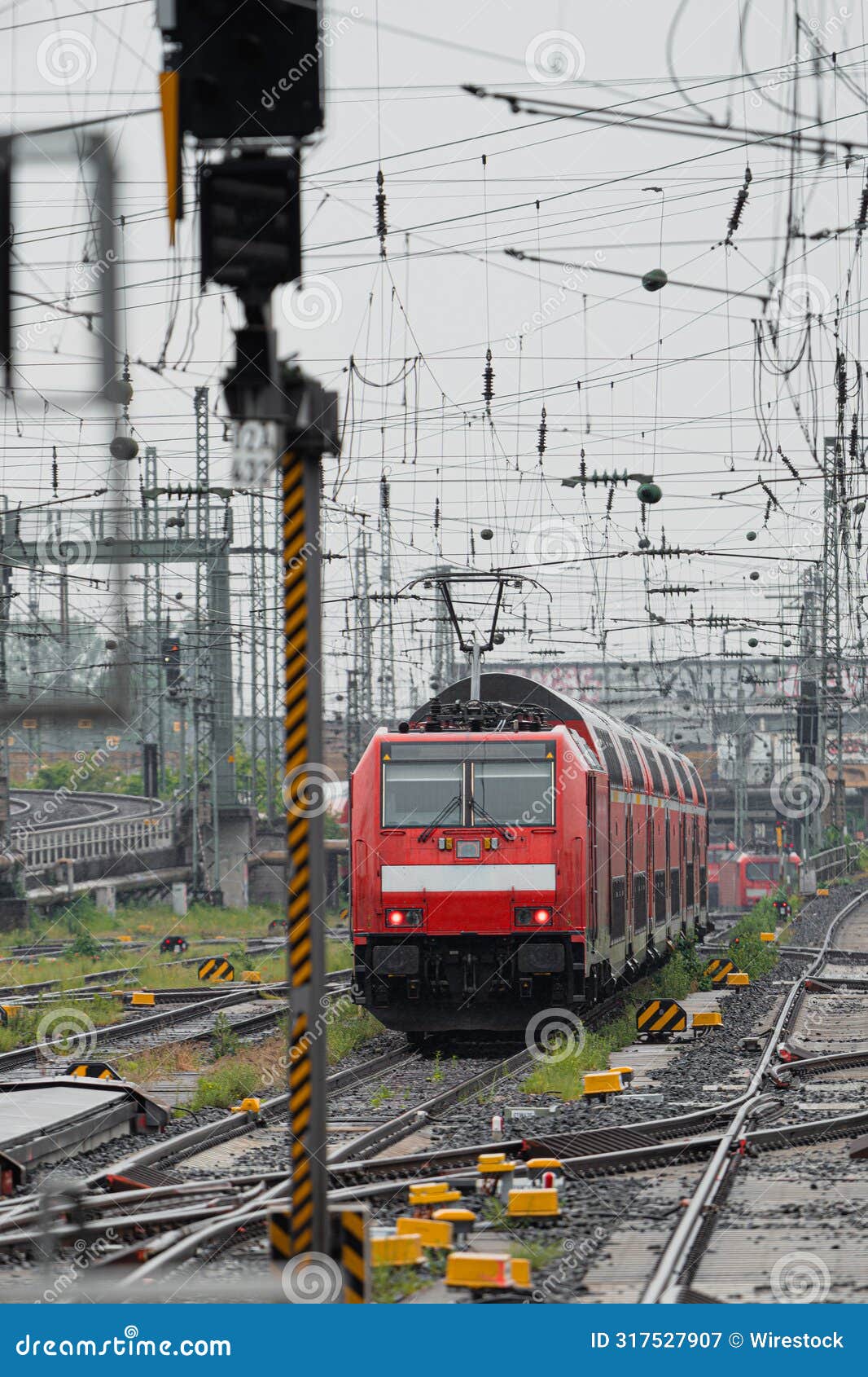 Train Waiting in Front of the Signal at the Train Statio Editorial ...