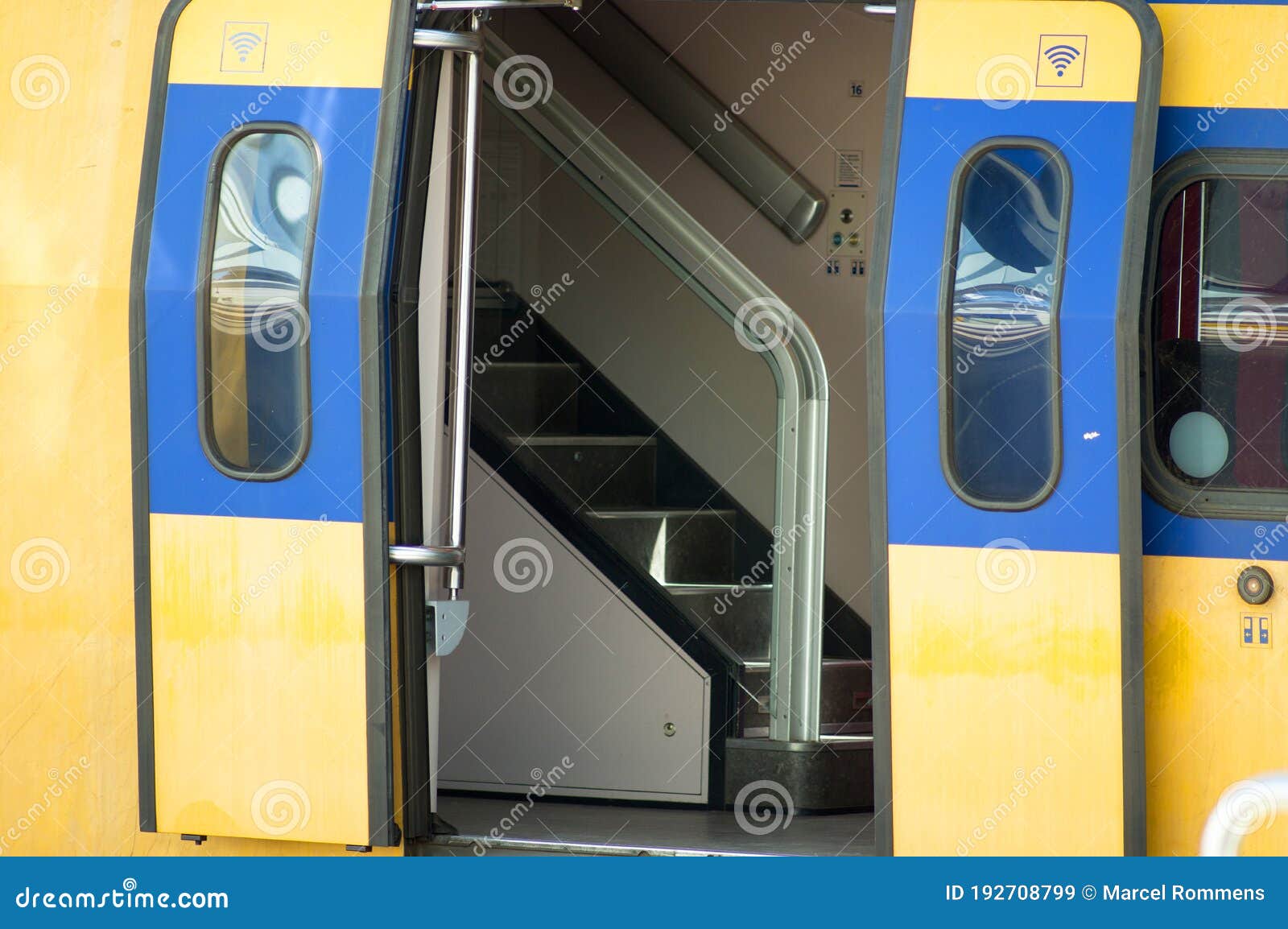 Train Waiting at Platform, with Open Doors Stock Image - Image of trip ...