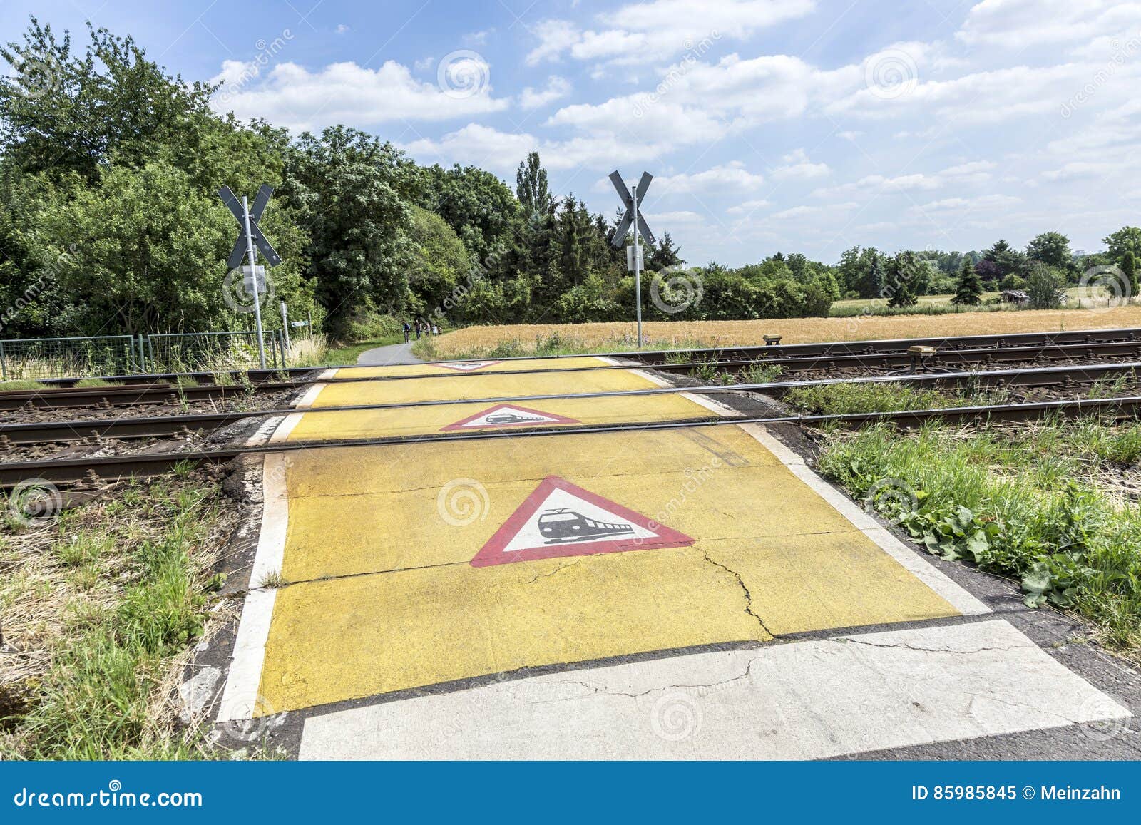 Train Warning Sign at a Railroad Crossing Stock Image - Image of danger ...