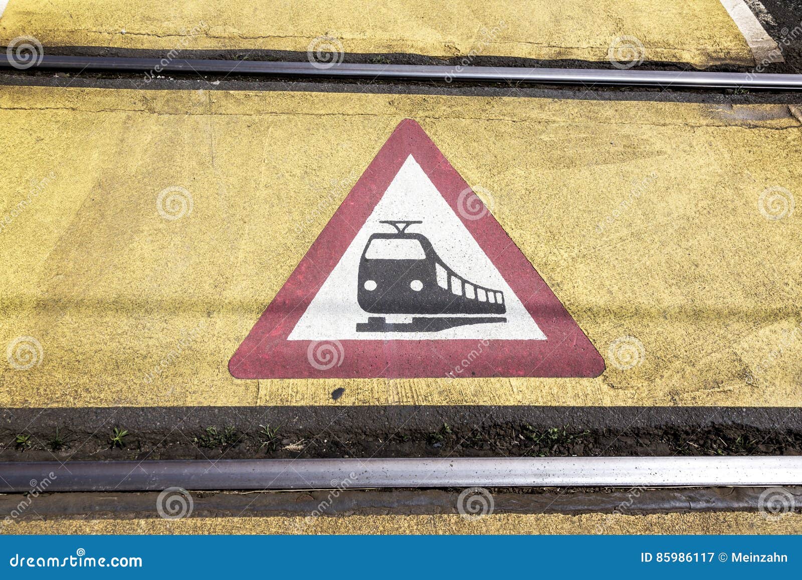 Train Warning Sign at a Railroad Crossing Stock Image - Image of icon ...