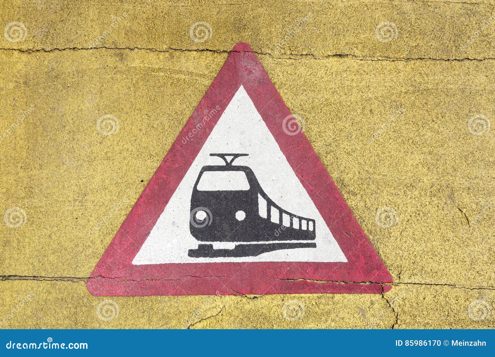 Train Warning Sign at a Railroad Crossing Stock Photo - Image of symbol ...