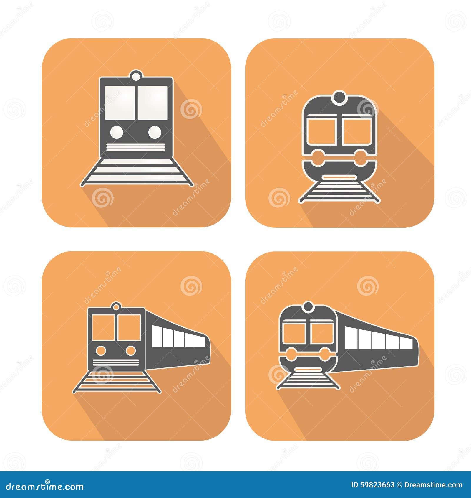 Train web icons set stock vector. Illustration of train - 59823663