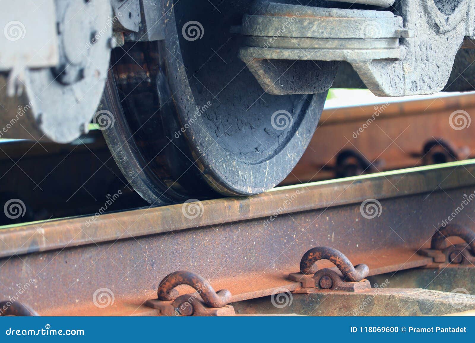 Train Wheel Close Up on Railway Track at Station Stock Photo - Image of ...