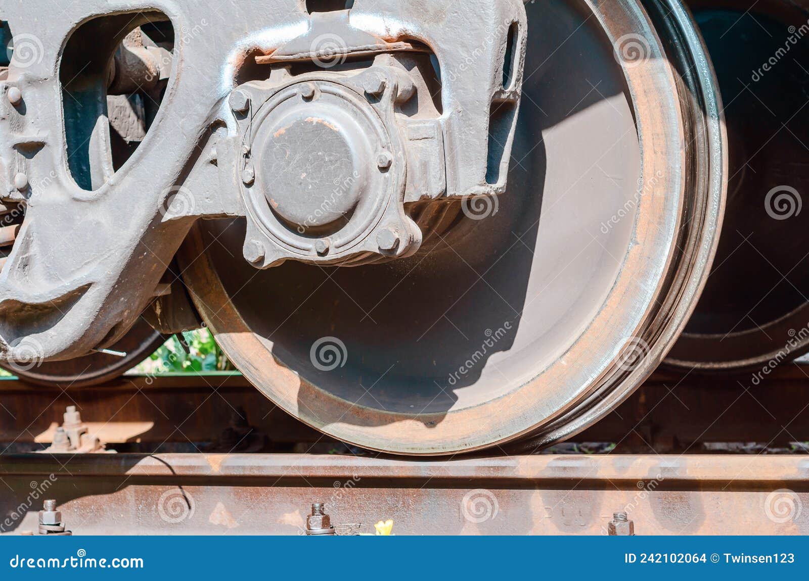 Train Wheel on Rails. Close Stock Photo - Image of industrial, station ...