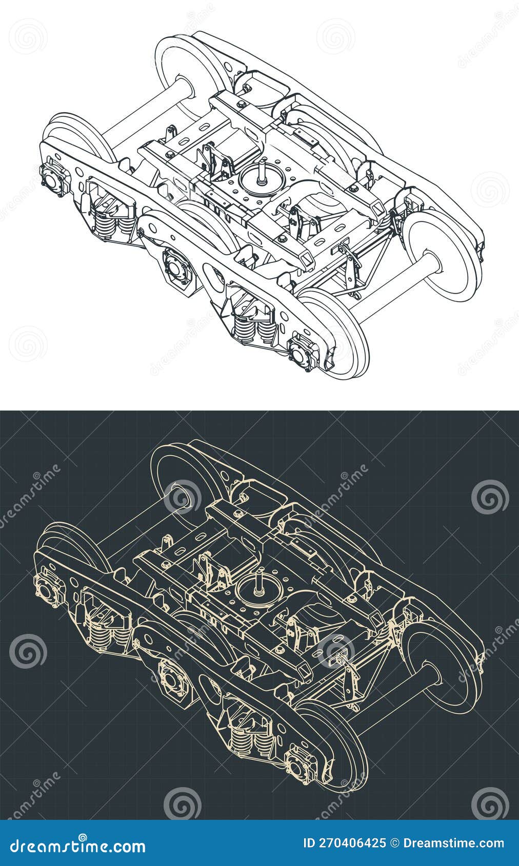 Train Wheelbase Isometric Blueprints Stock Vector - Illustration of ...