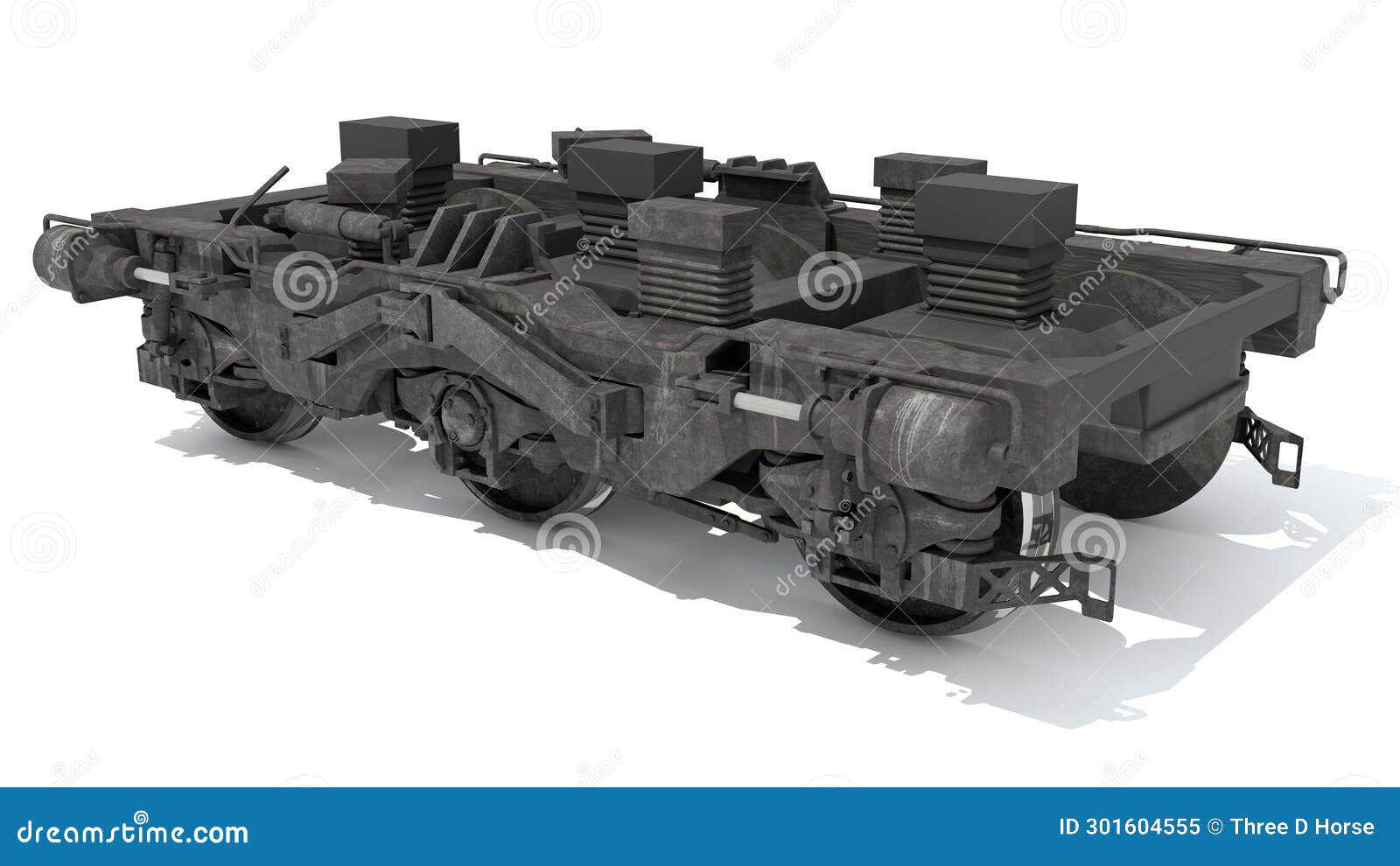 Train Wheels Bogie 3D Rendering on White Background Stock Illustration ...