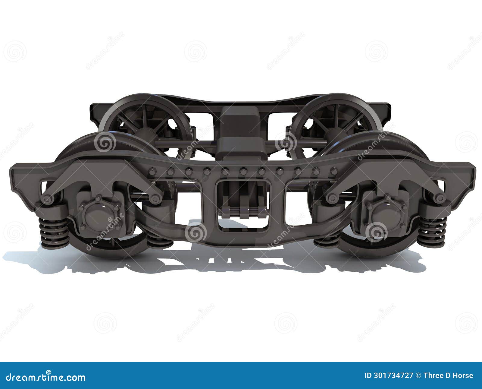 Train Wheels Bogie 3D Rendering On White Background Stock Image ...