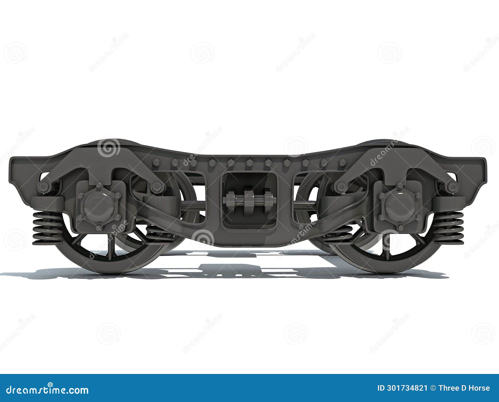 Train Wheels Bogie 3D Rendering on White Background Stock Illustration ...