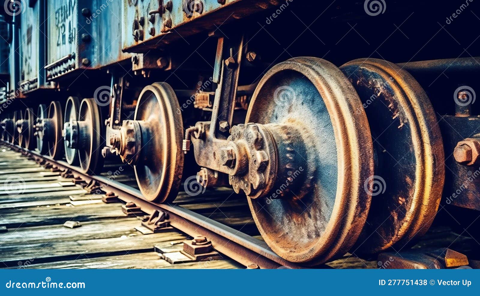 Train Wheels on Rails. Generative AI Stock Illustration - Illustration ...
