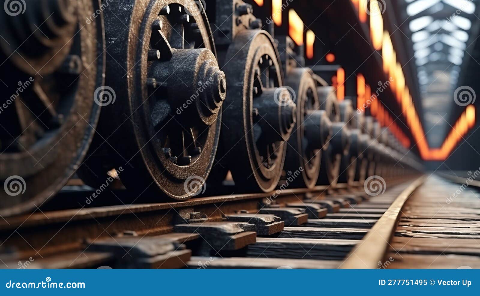 Train Wheels on Rails. Generative AI Stock Illustration - Illustration ...