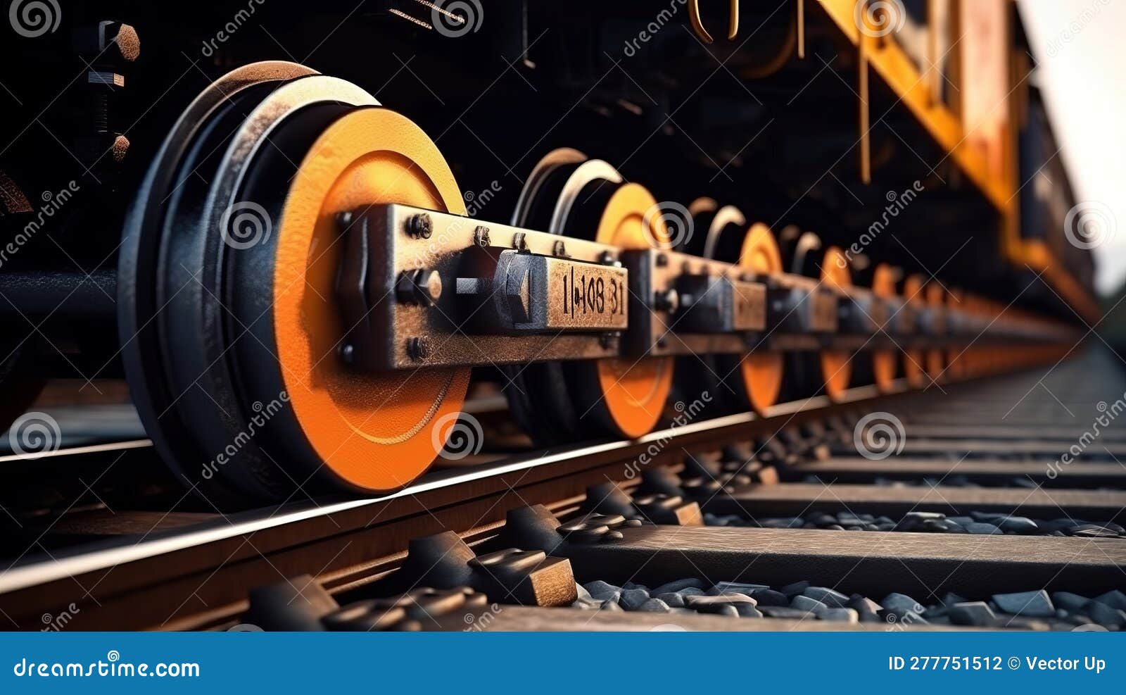 Train Wheels on Rails. Generative AI Stock Illustration - Illustration ...