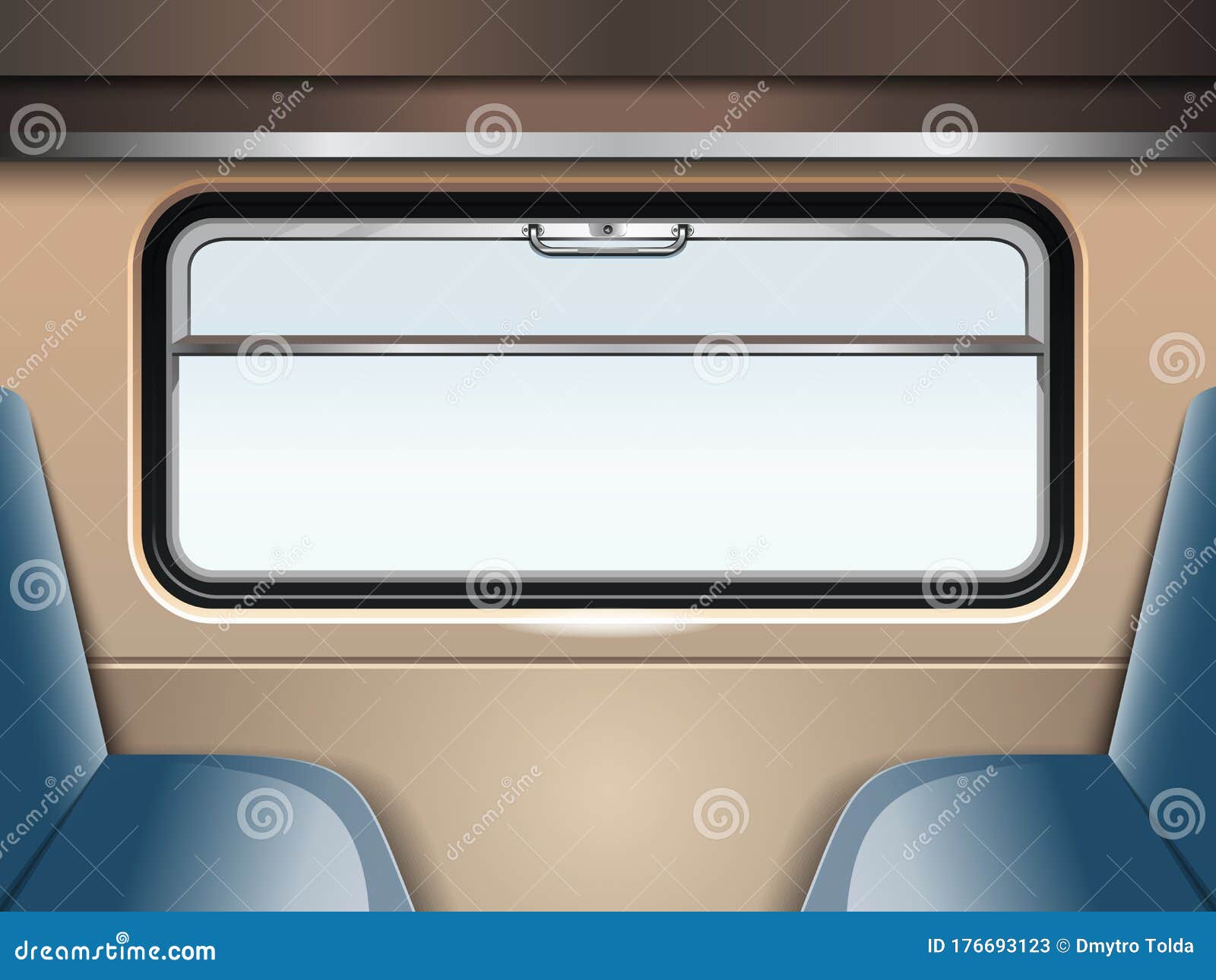 Train Window View On Seaside Town, Sea, Lighthouse, Cliffs And Railway ...