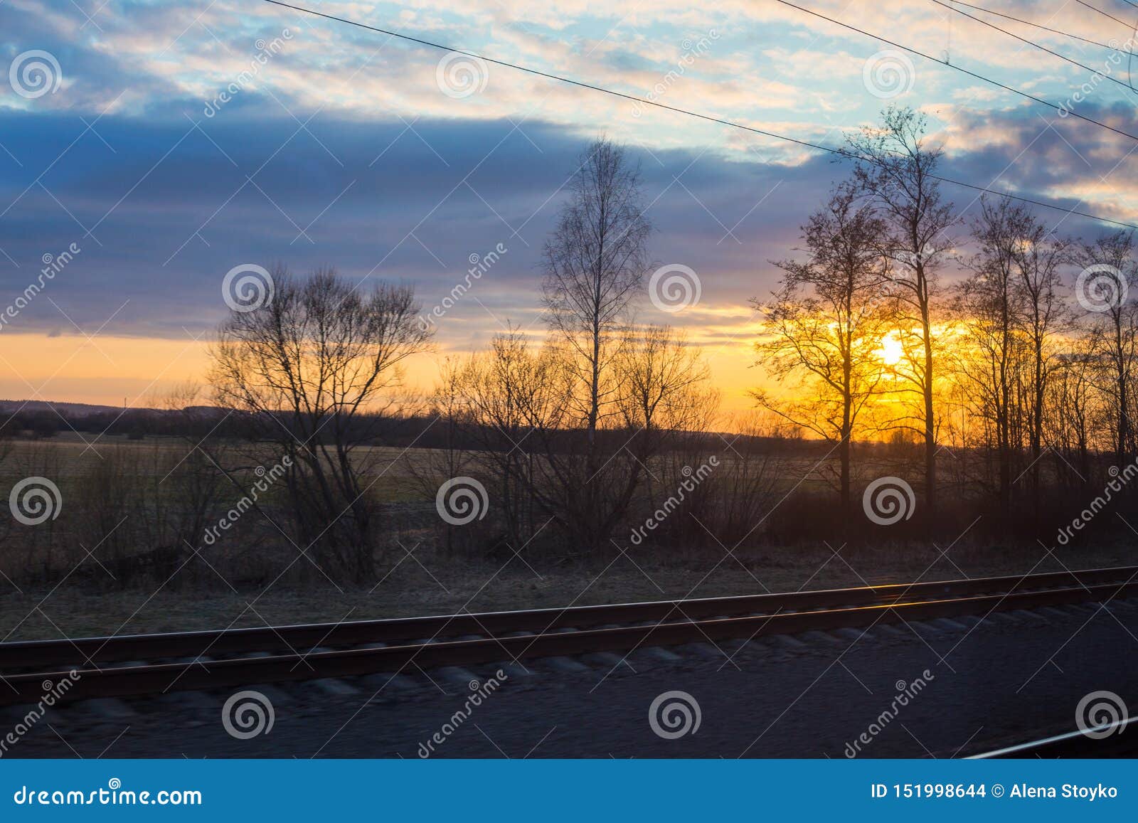 Train Window View with Dramatic Sunset Light Stock Photo - Image of ...