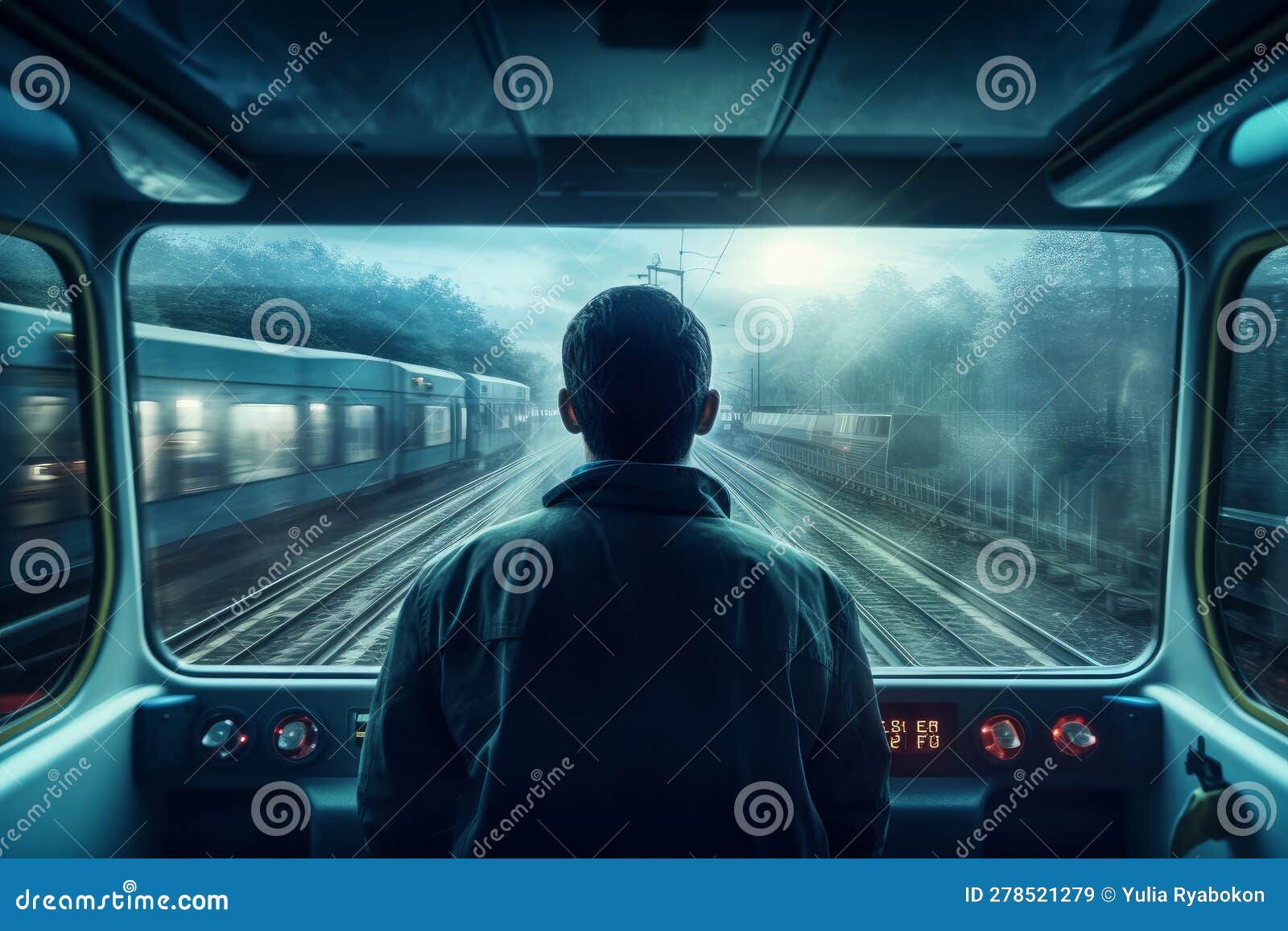 Train Windshield View Speed. Generate AI Stock Illustration ...