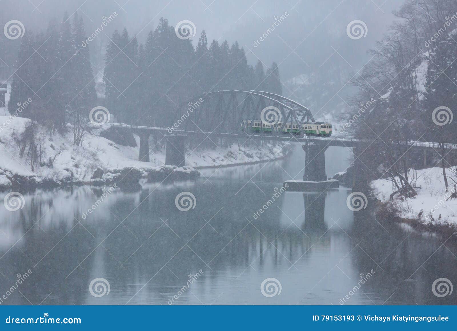 Train in Winter landscape stock image. Image of river - 79153193