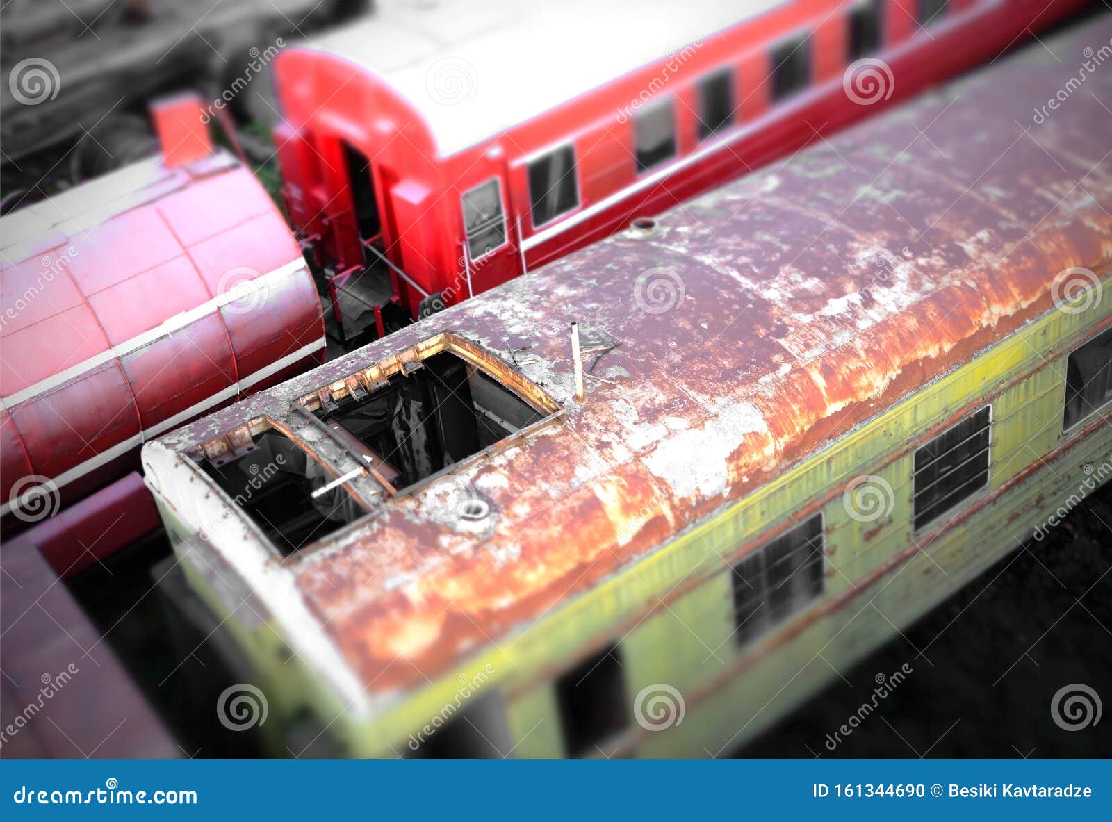 Train Yard with Repaired and Useless Wagons. Stock Photo - Image of ...