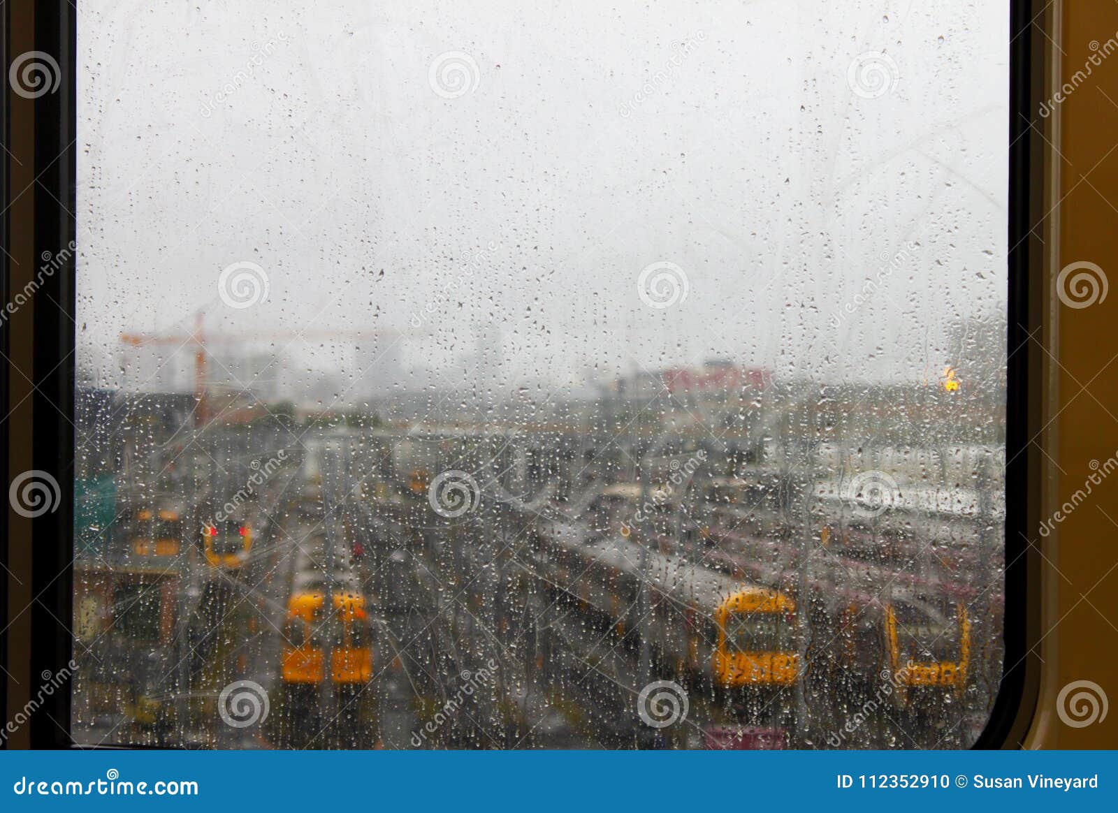 Train Yard Seen through Rainy Train Window in Brisbane Australia Stock ...