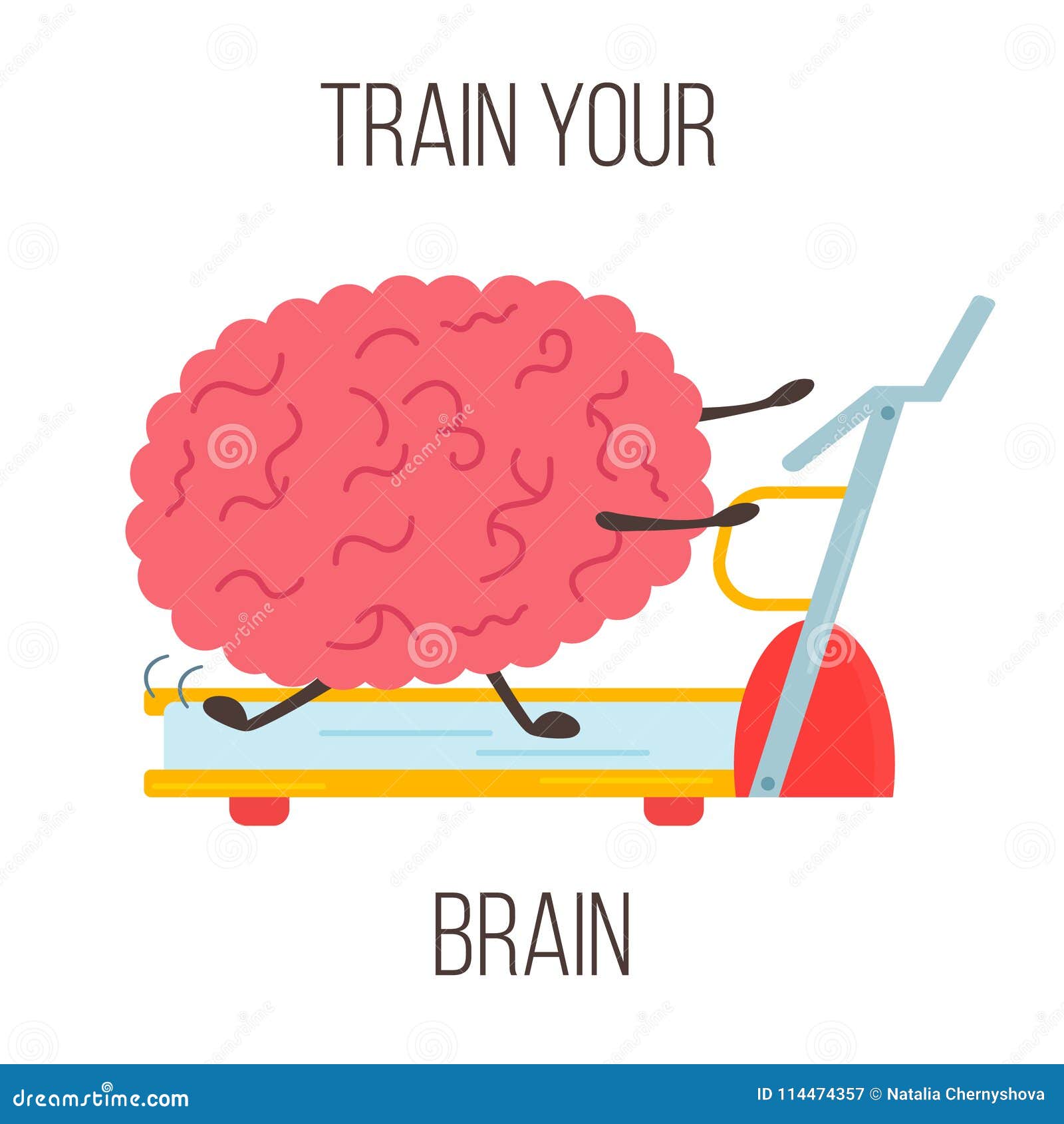 Train Your Brain Poster with Funny Cartoon Brain Stock Vector ...