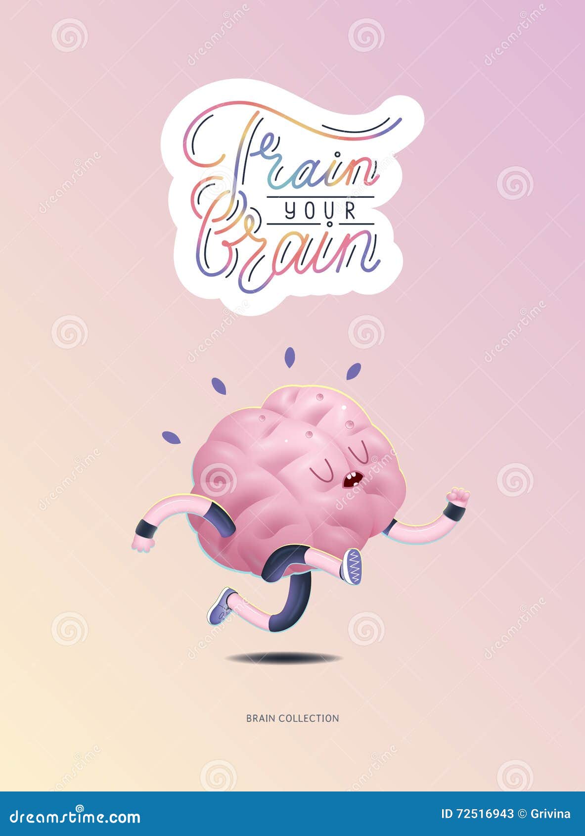 Train Your Brain Poster with Lettering, Running Stock Vector ...