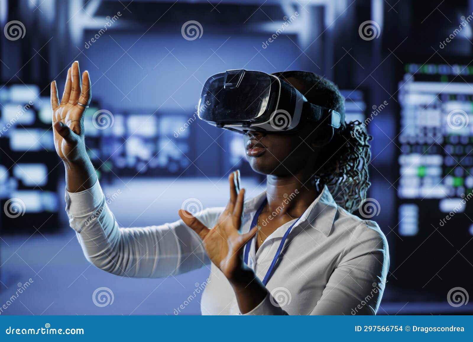 VR Goggles User Monitors Servers Stock Photo - Image of administrator ...