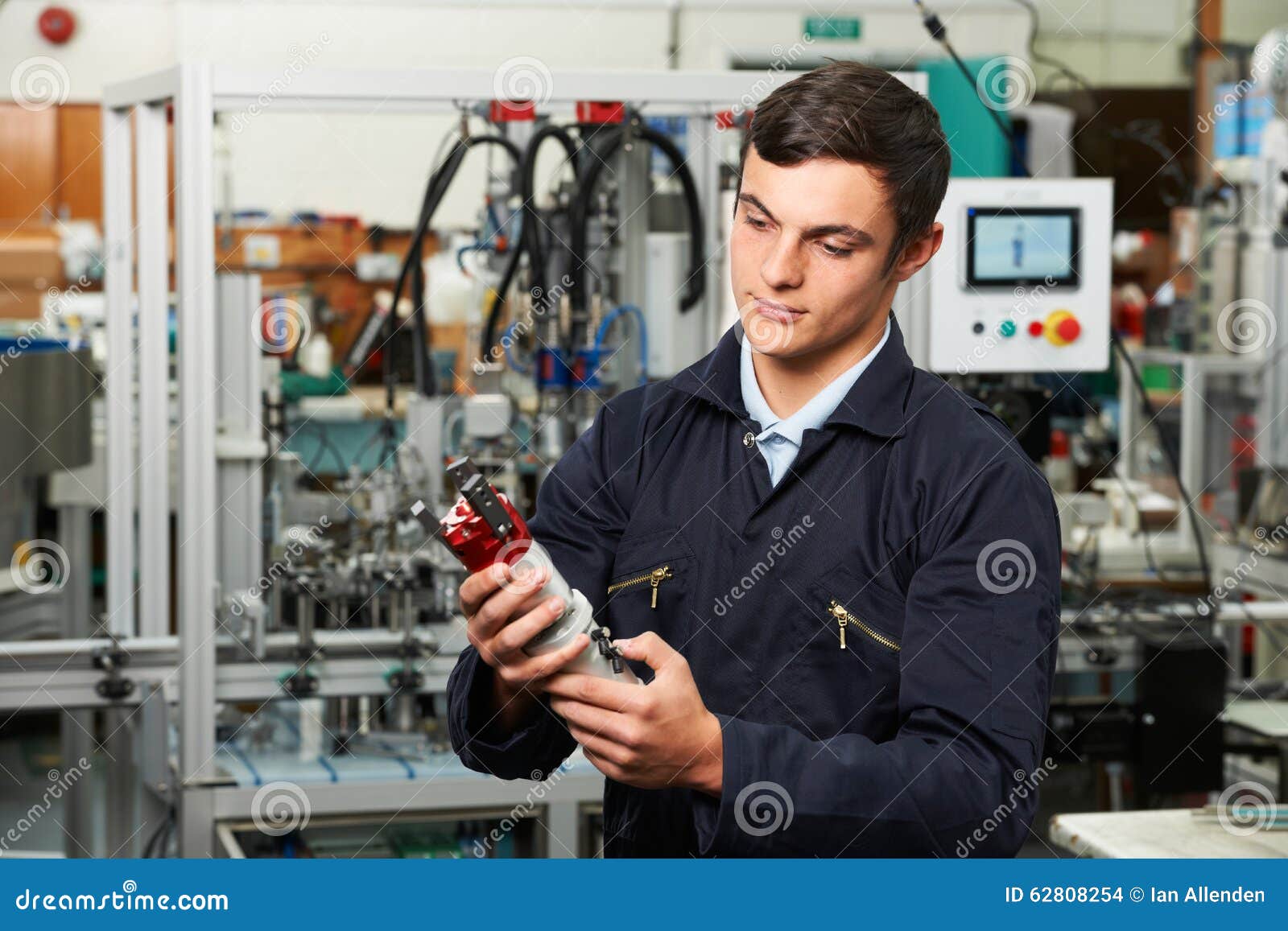 Trainee Checking Component in Factory Stock Photo - Image of ...