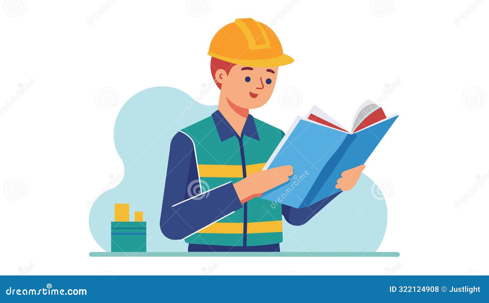 A Trainee Grasping A Construction Manual Carefully Studying The Steps ...