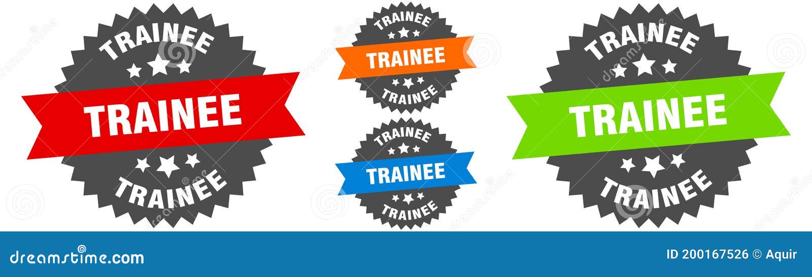 Trainee Sign. Round Ribbon Label Set. Seal Stock Vector - Illustration ...