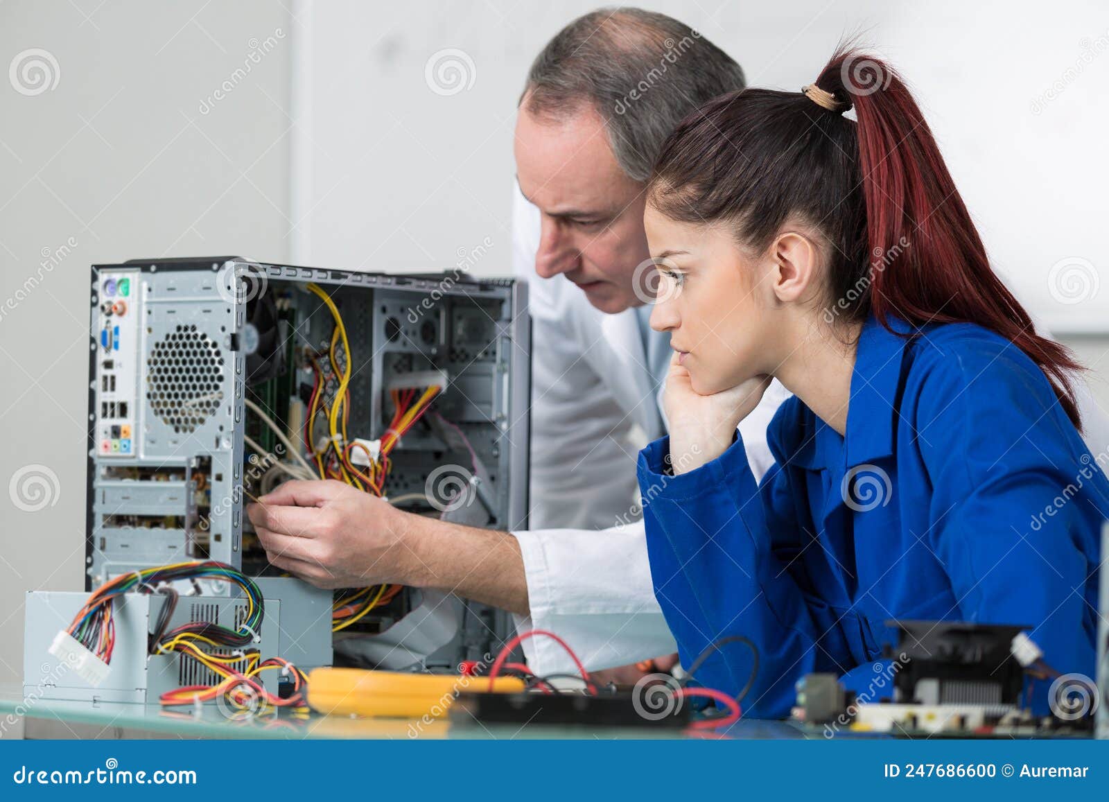 Trainee Technician Learning To Repair Computer Stock Photo - Image of ...