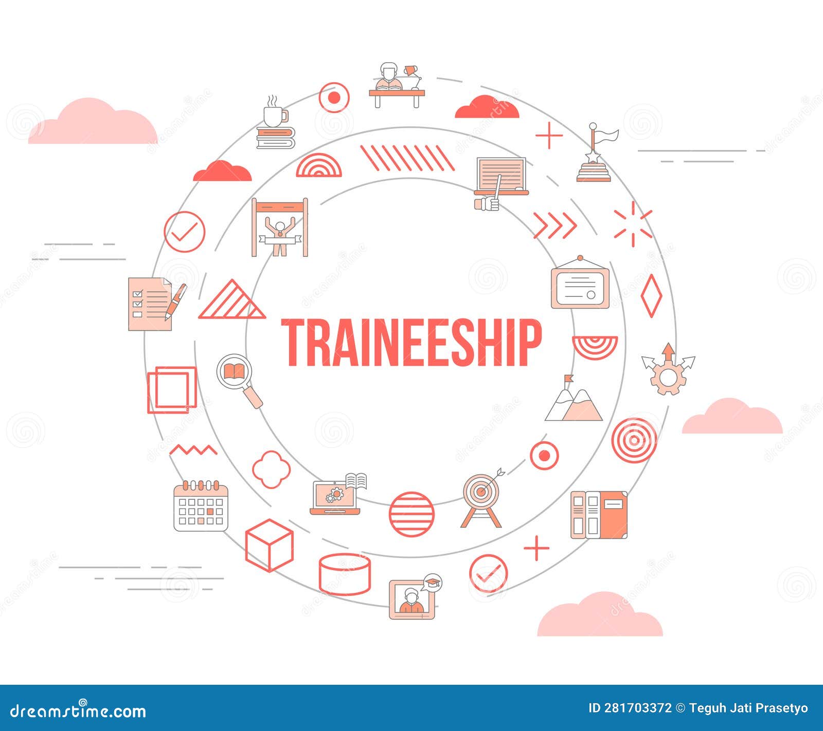 Traineeship Concept with Icon Set Template Banner and Circle Round ...