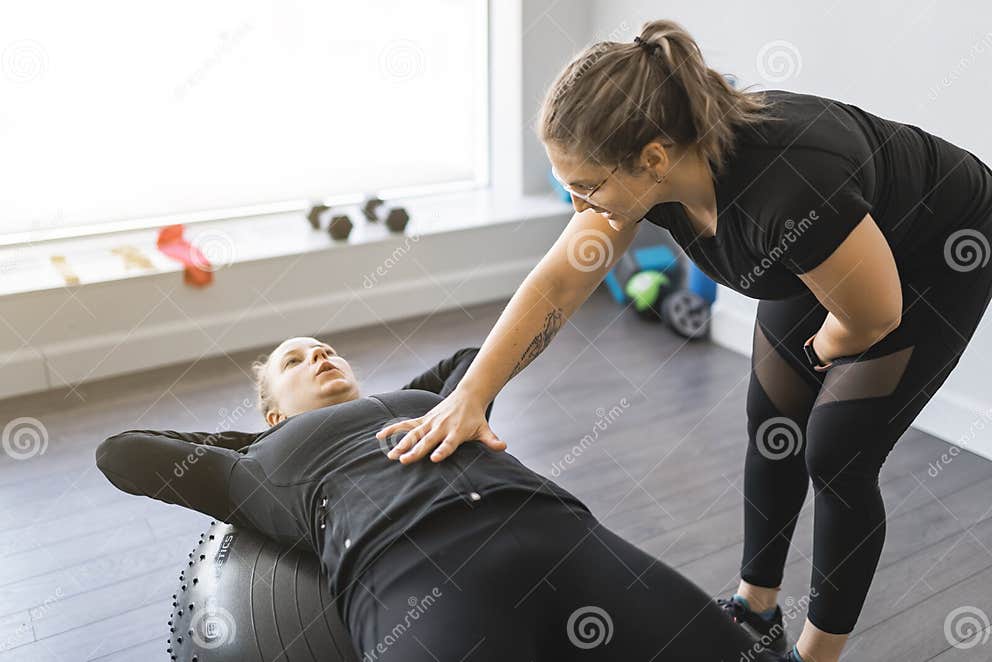 Trainer and Client Training at the Gym Stock Photo - Image of exercise ...