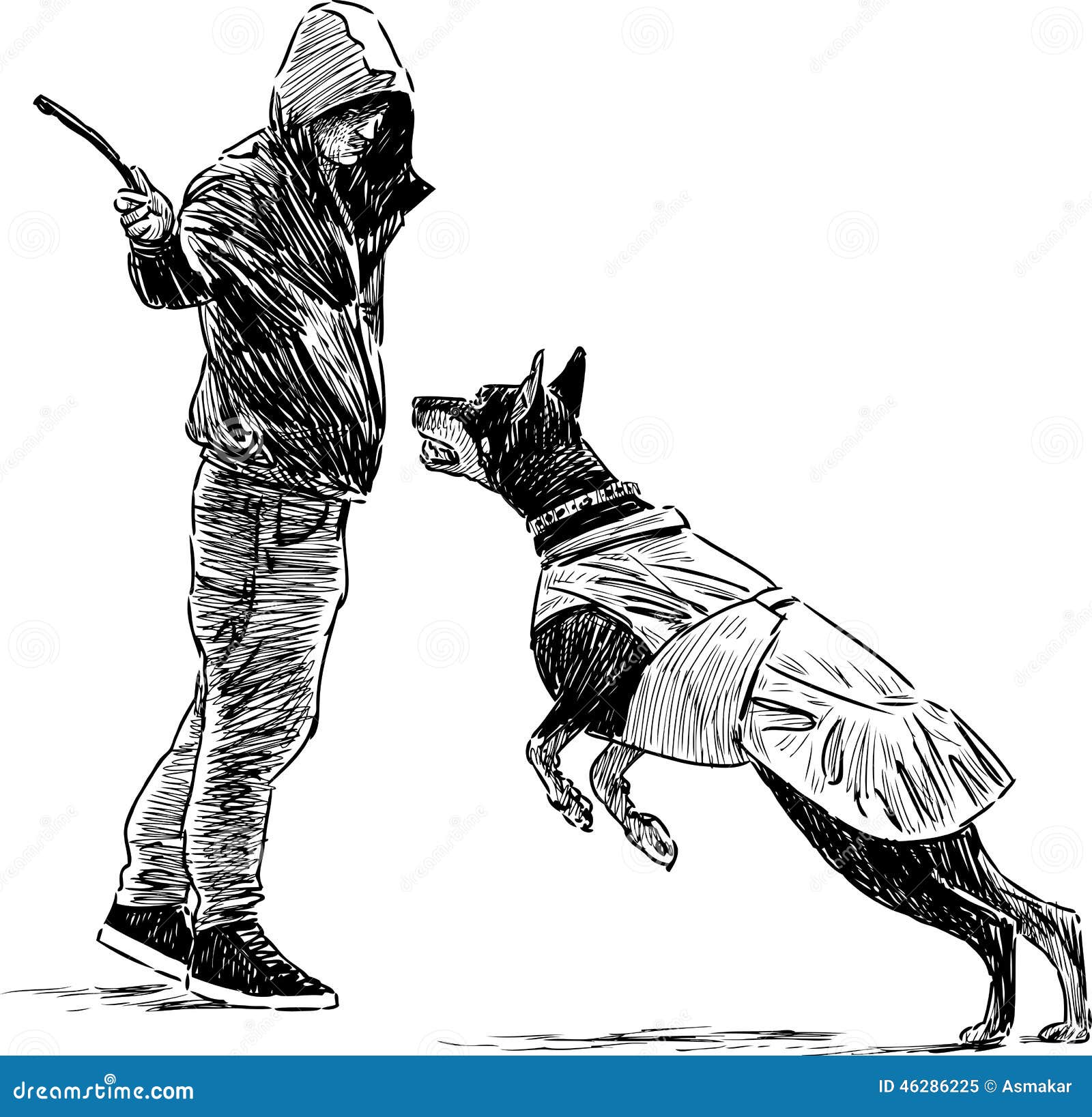 Trainer with a dog stock vector. Illustration of mammal - 46286225