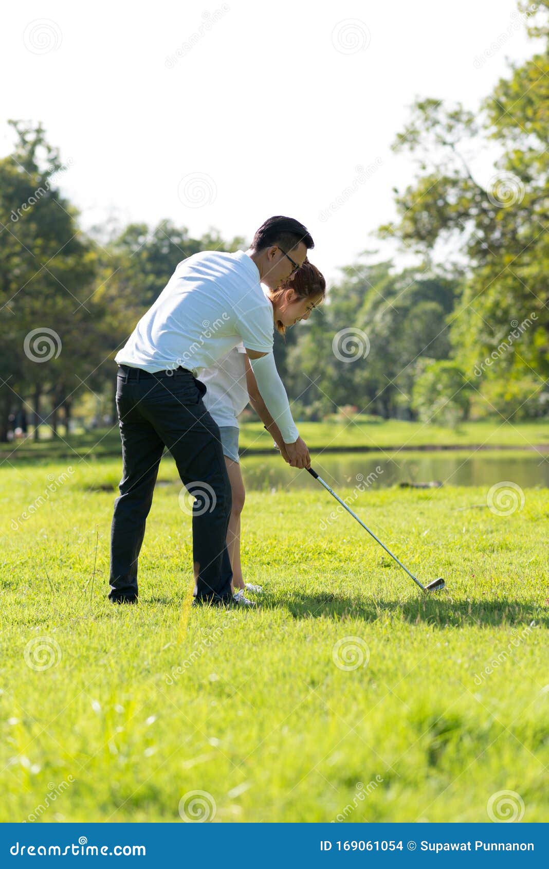 Trainer Golf Tutor Practice for New Golf Player Stock Photo - Image of ...