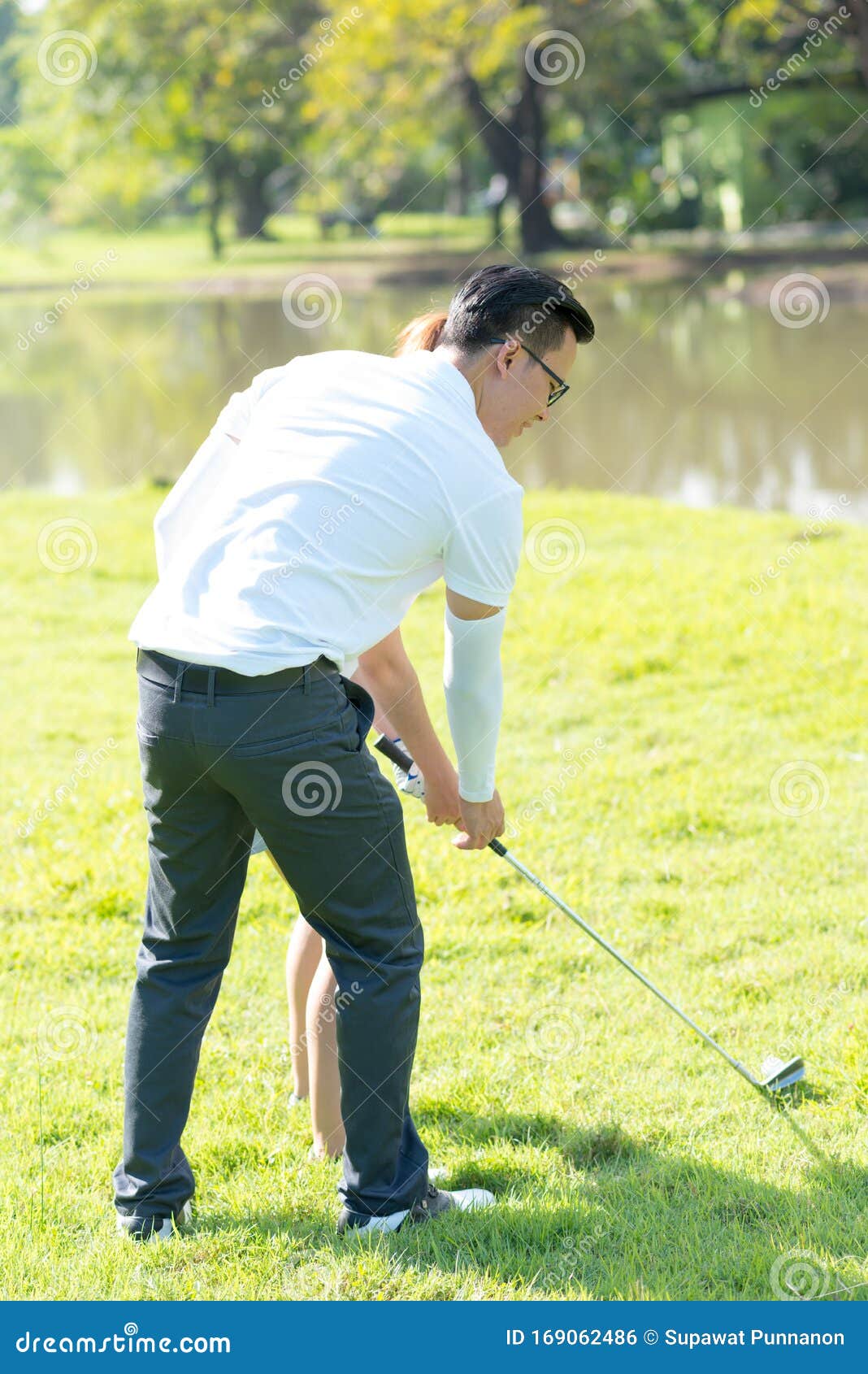 Trainer Golf Tutor Practice for New Golf Player Stock Photo - Image of ...