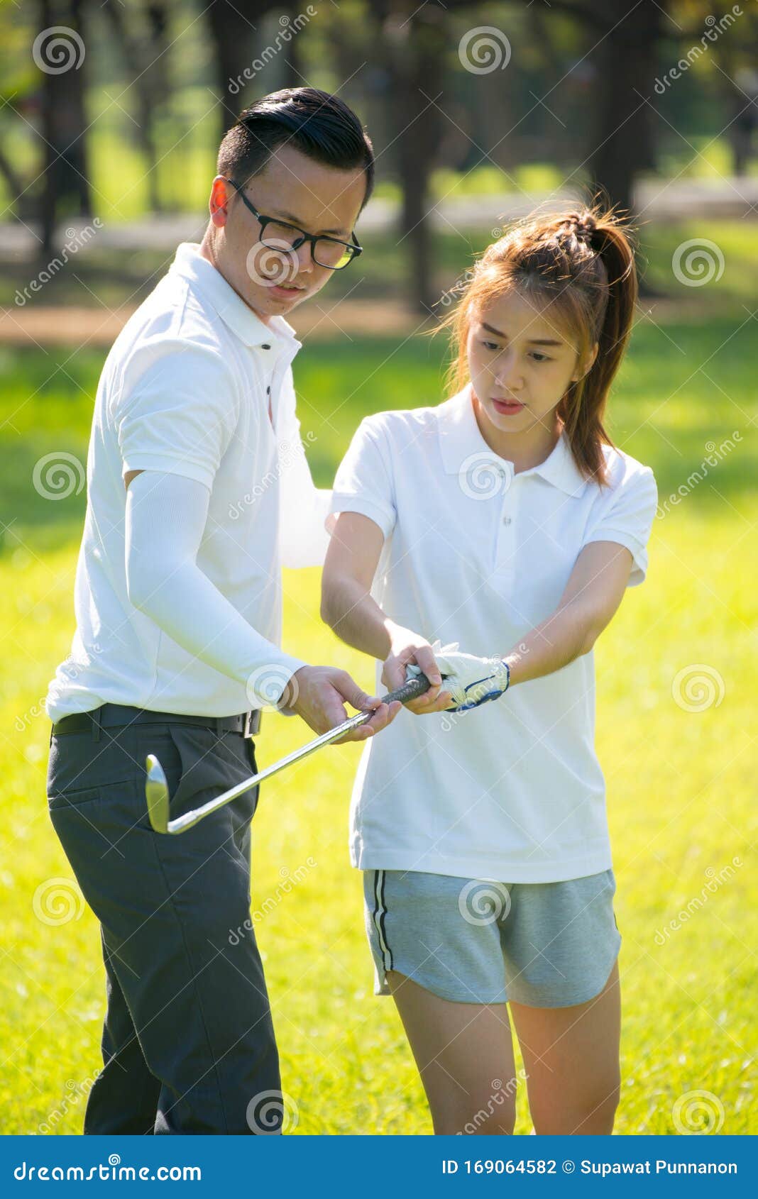 Trainer Golf Tutor Practice for New Golf Player Stock Photo - Image of ...