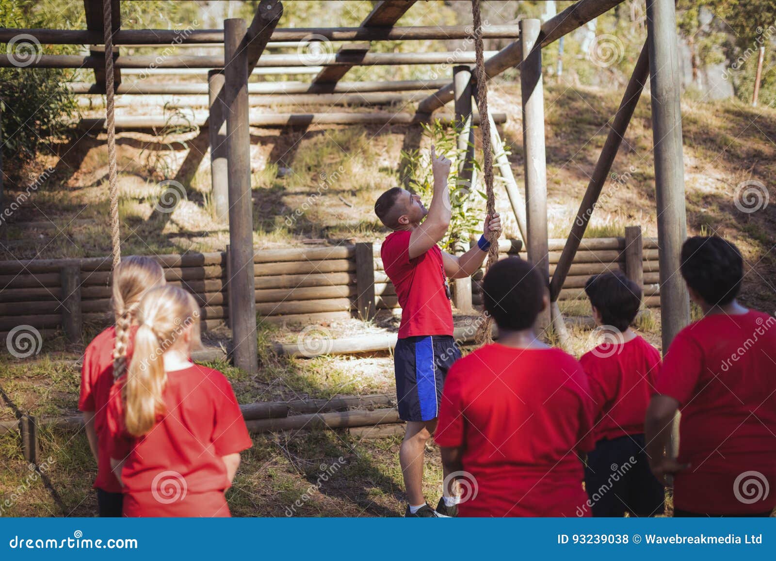 Trainer Instructing Kids in the Boot Camp Stock Photo - Image of girl ...