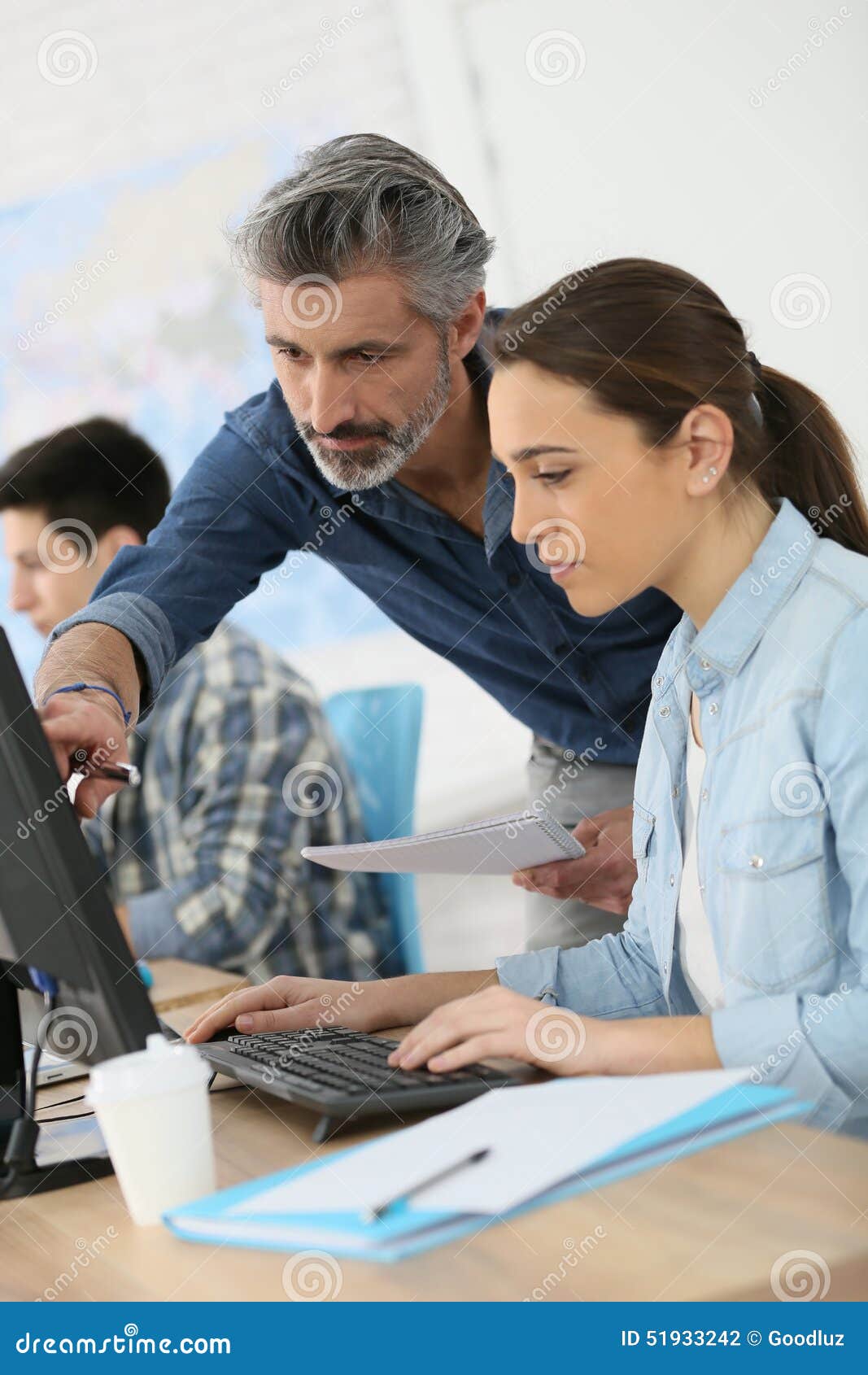 Trainer with Interns Working on Computer Stock Photo - Image of ...