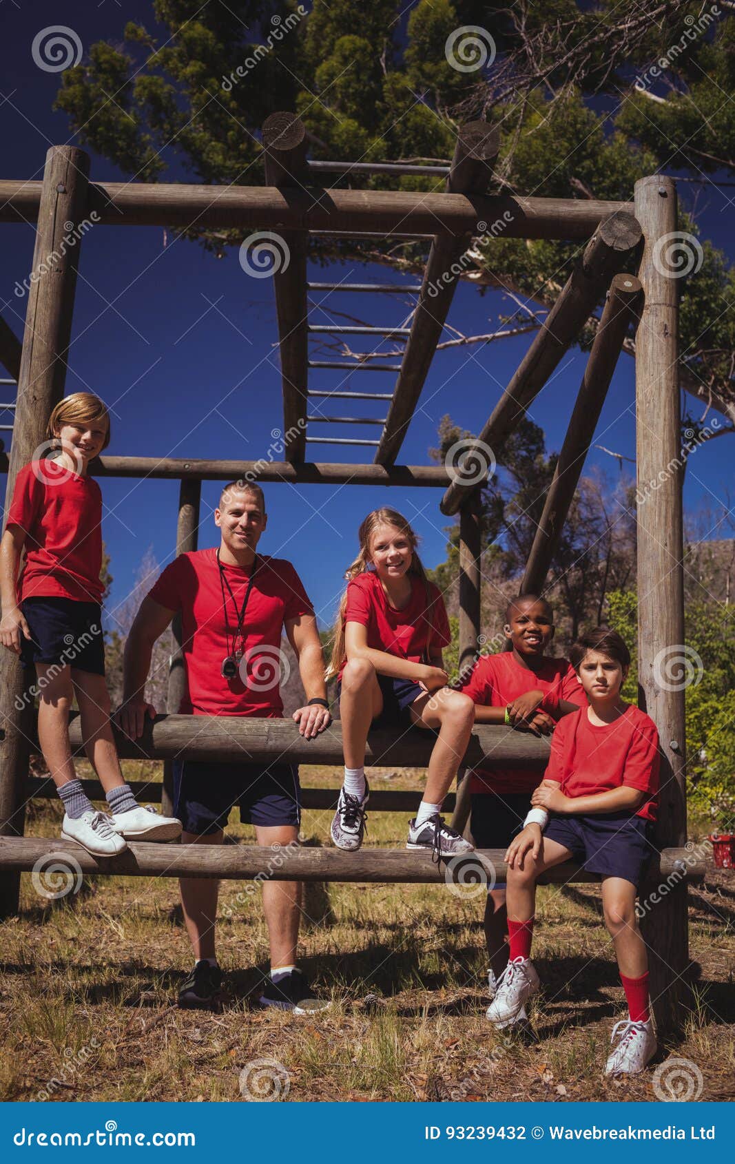 Trainer and Kids Relaxing in the Boot Camp Stock Photo - Image of boot ...