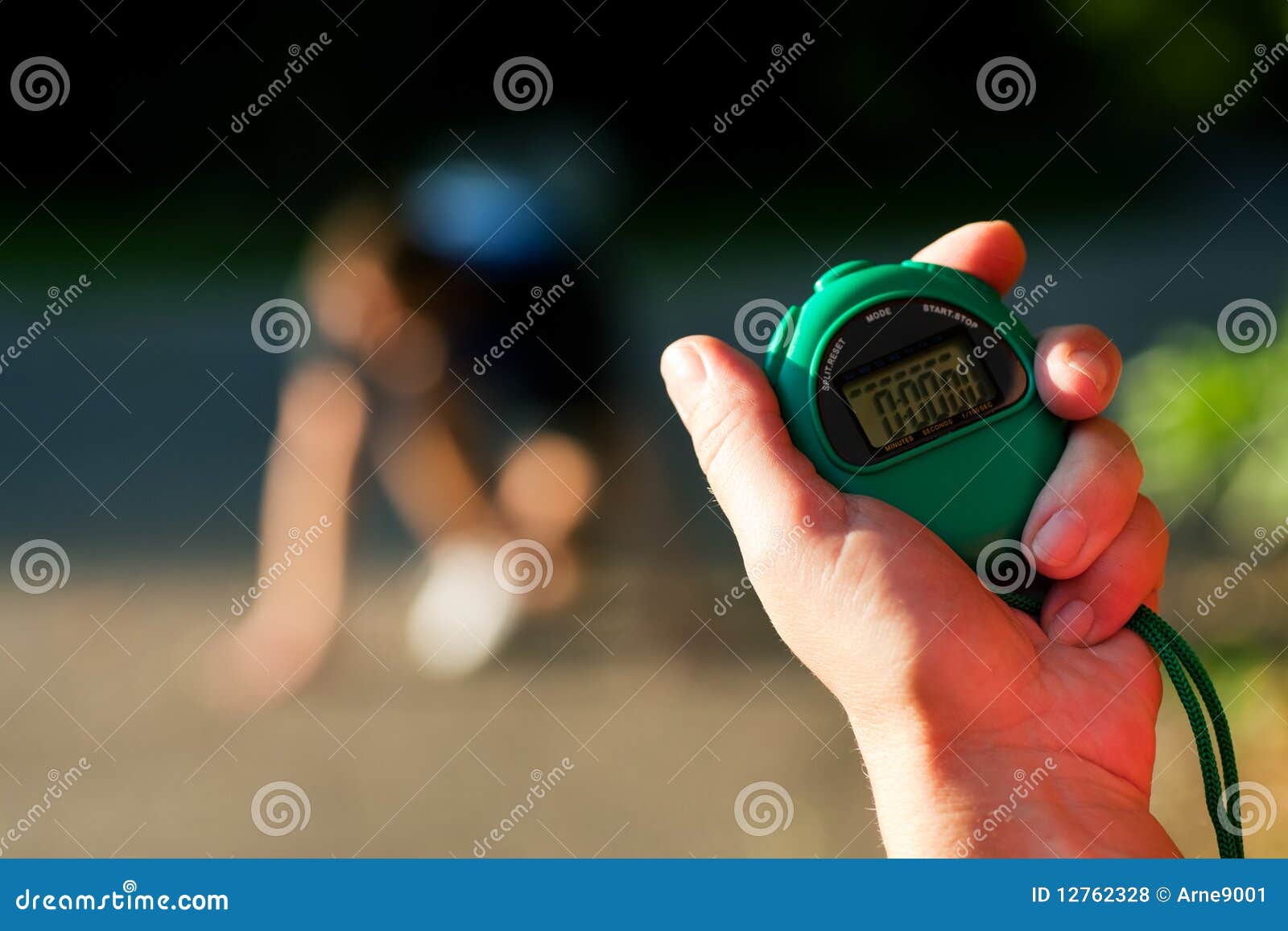 Trainer Measuring Time of Sprinter Stock Photo - Image of summer ...