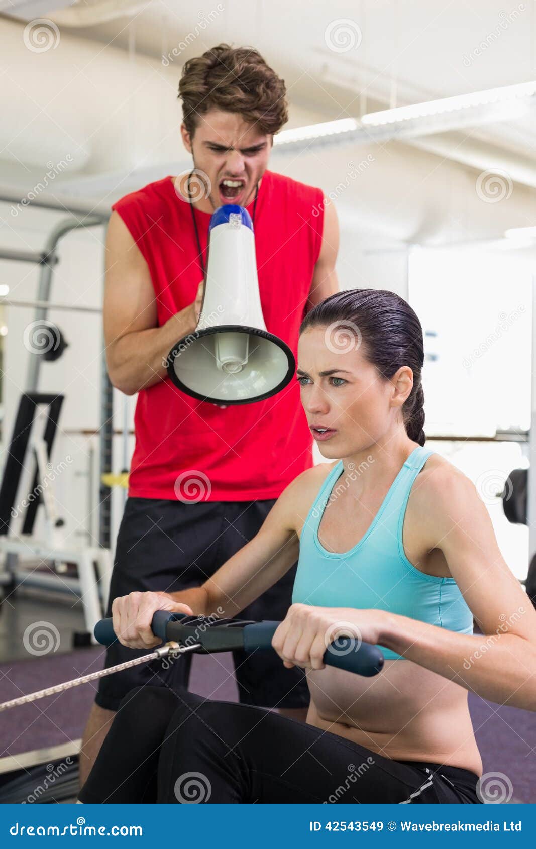 Trainer Shouting at Client through Megaphone Stock Image - Image of ...