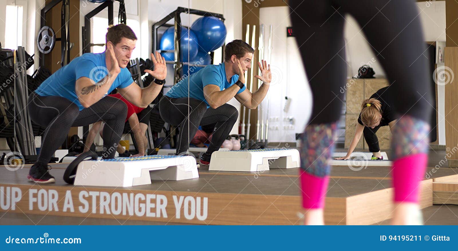 Trainer Showing the Movement Stock Image - Image of active, bodycare ...