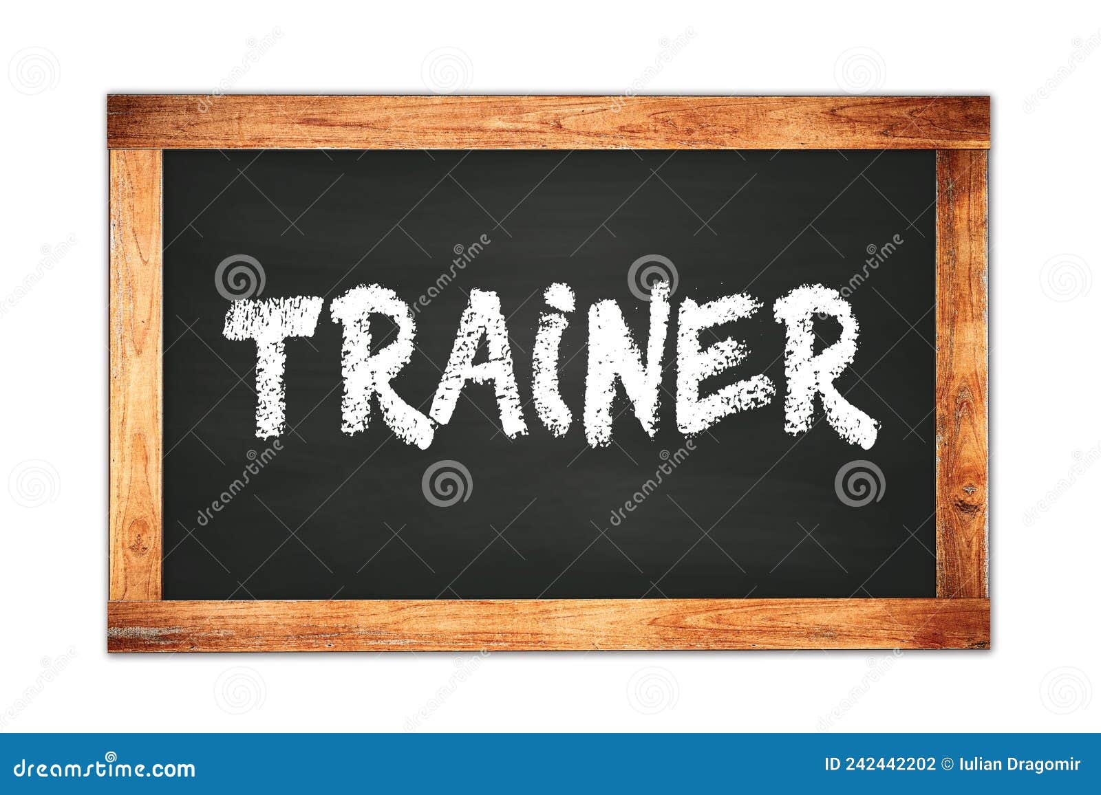 TRAINER Text Written on Wooden Frame School Blackboard Stock ...
