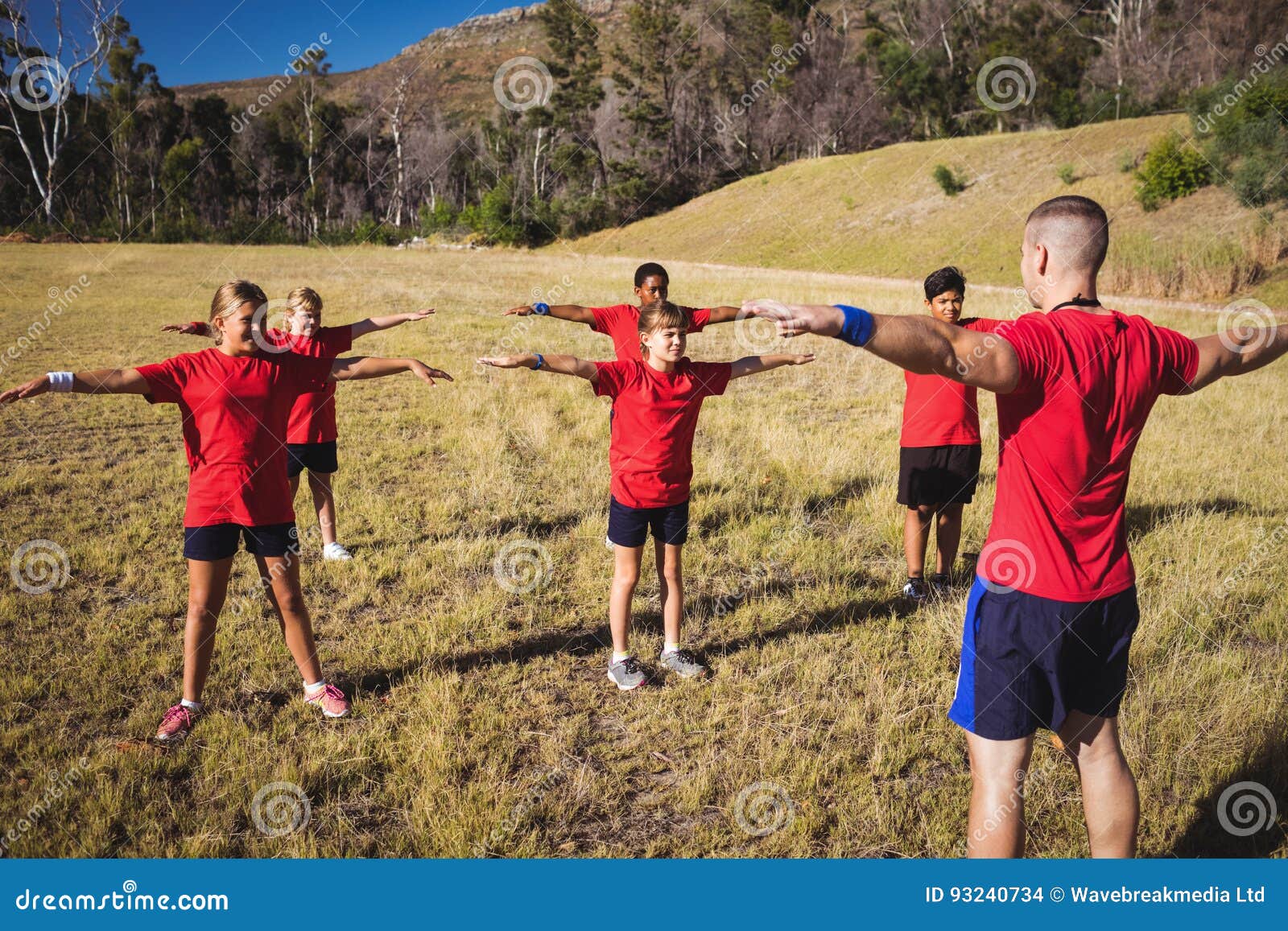 Trainer Training Kids in the Boot Camp Stock Photo - Image of ...