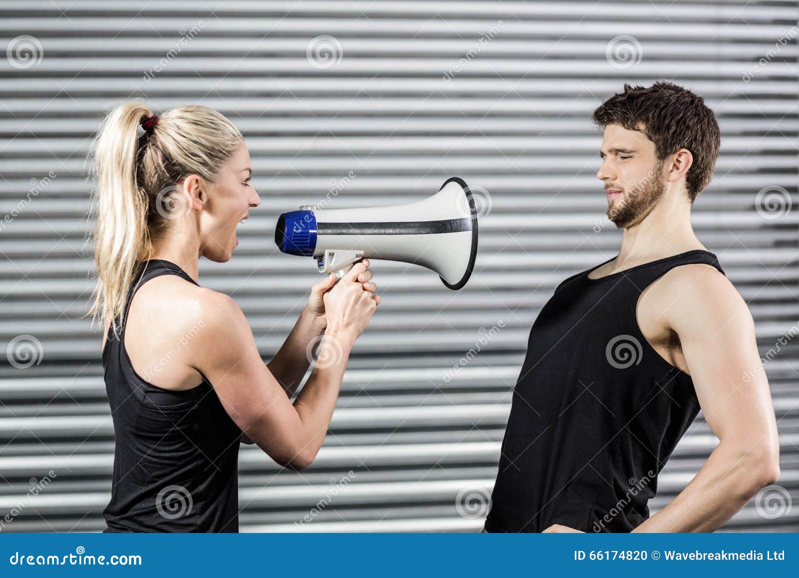 Trainer Yelling through the Megaphone Stock Photo - Image of motivated ...