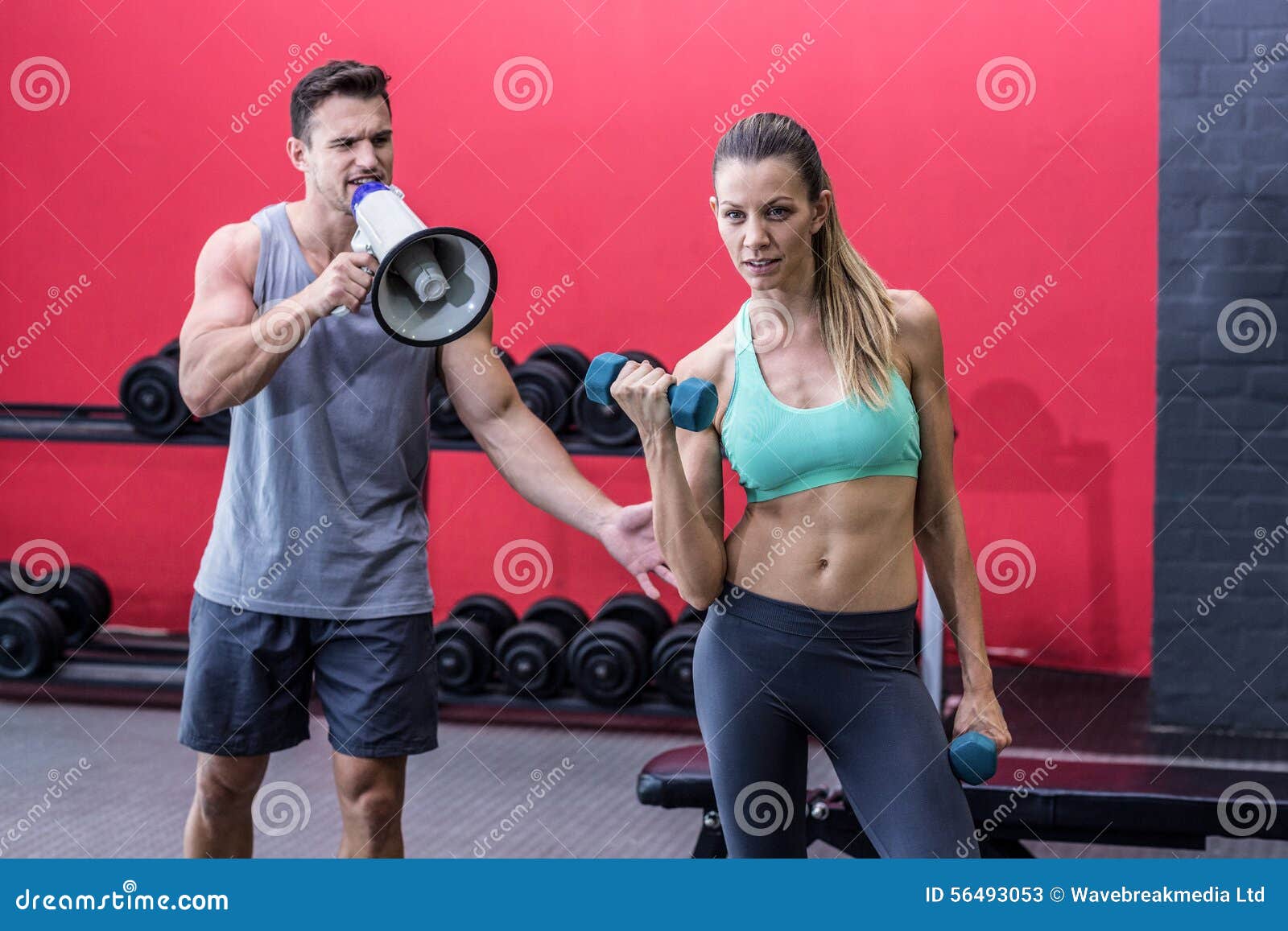 Trainer Yelling through the Megaphone Stock Image - Image of crossfit ...