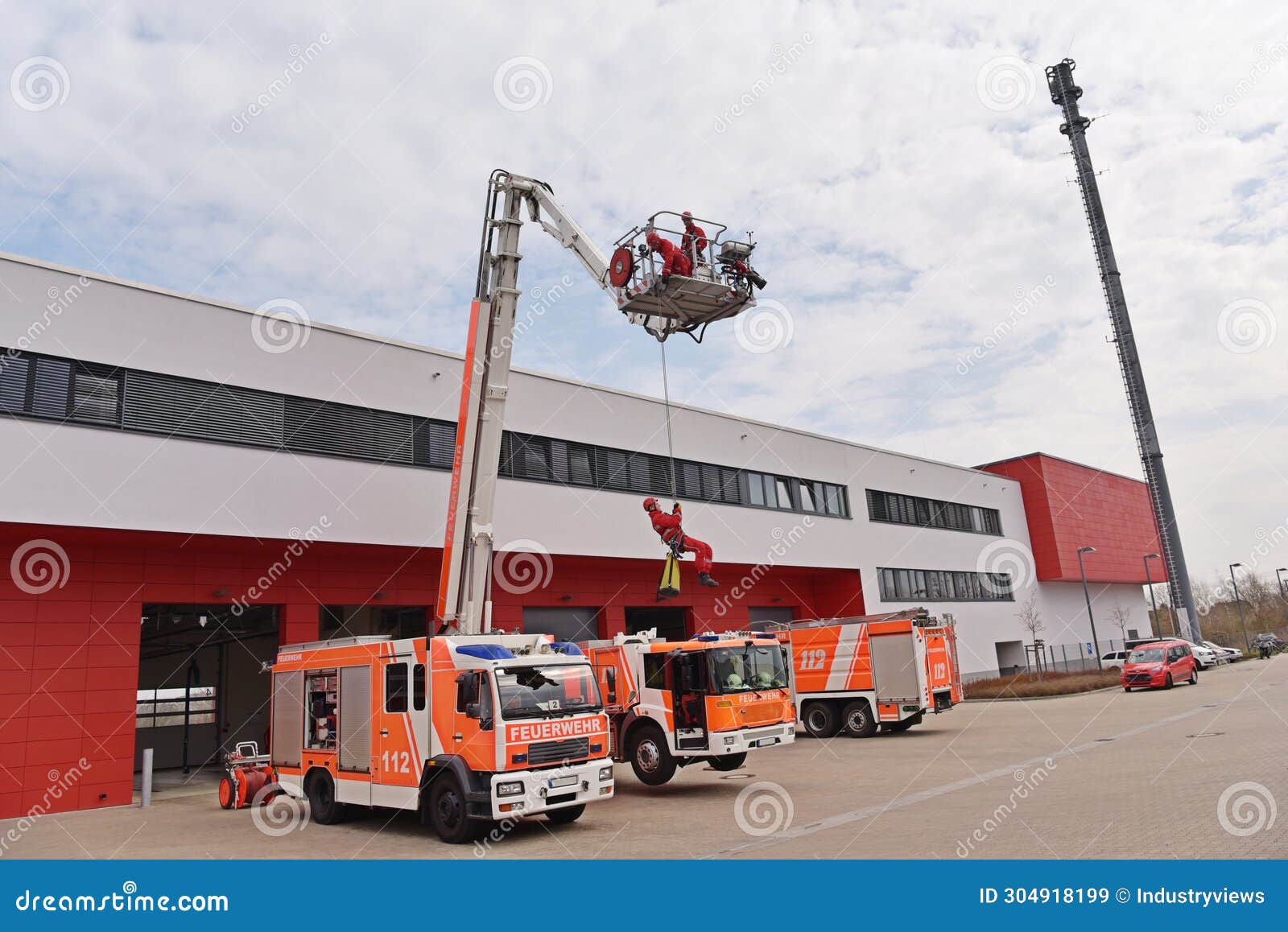 Training in Altitude Rescue at the Fire Brigade - Emergency Operation ...