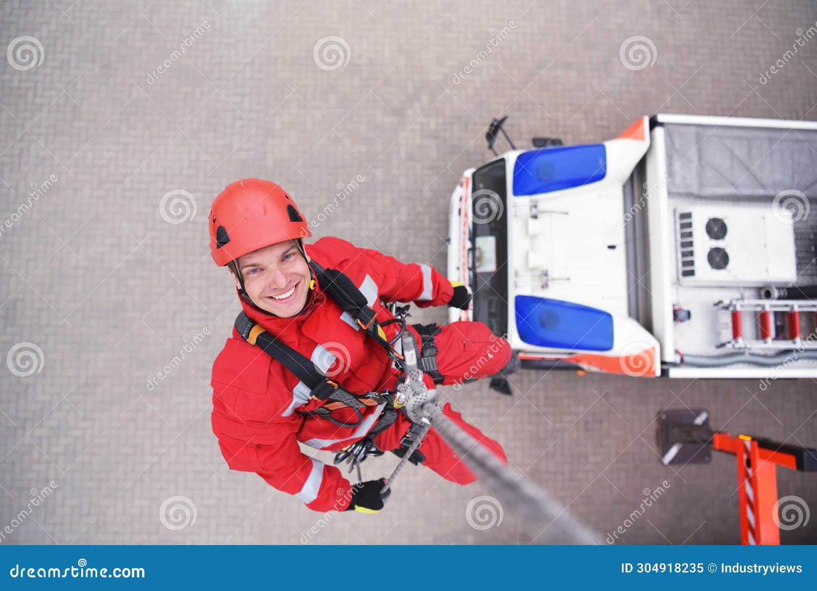 Training in Altitude Rescue at the Fire Brigade - Emergency Operation ...